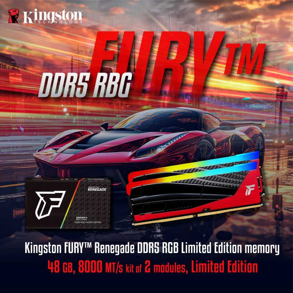 RAM 48GB (24x2) DDR5 8000MHz KINGSTON FURY RENEGADE BLACK RGB LIMITED EDITION (KF580C36RLAK2-48 ...