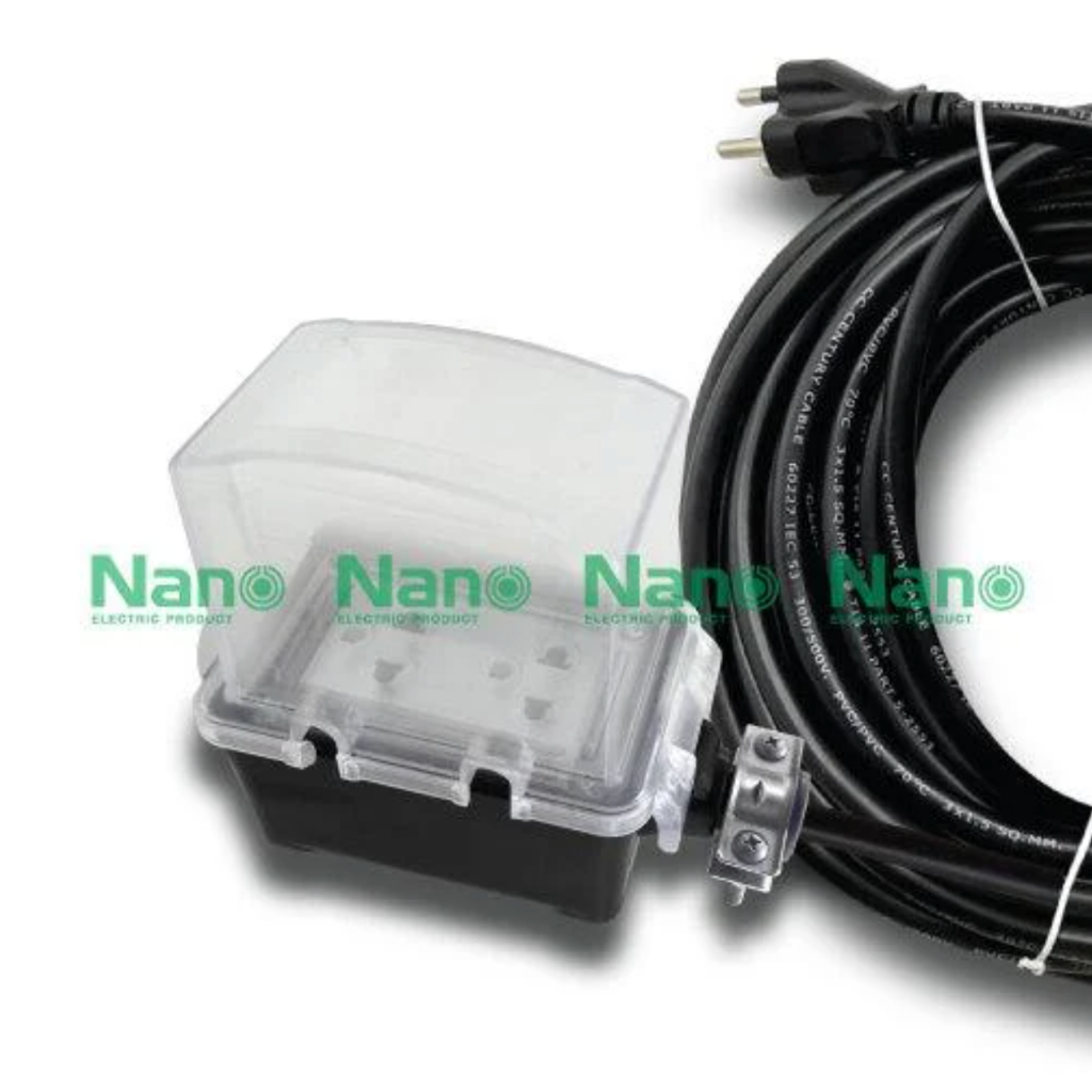 บล็อคยางพร้อมเต้ารับกราวด์คู่ 1 ตัวและแผ่นเพลทไม่มีเมนสวิตช์ มีสายไฟยาว ...