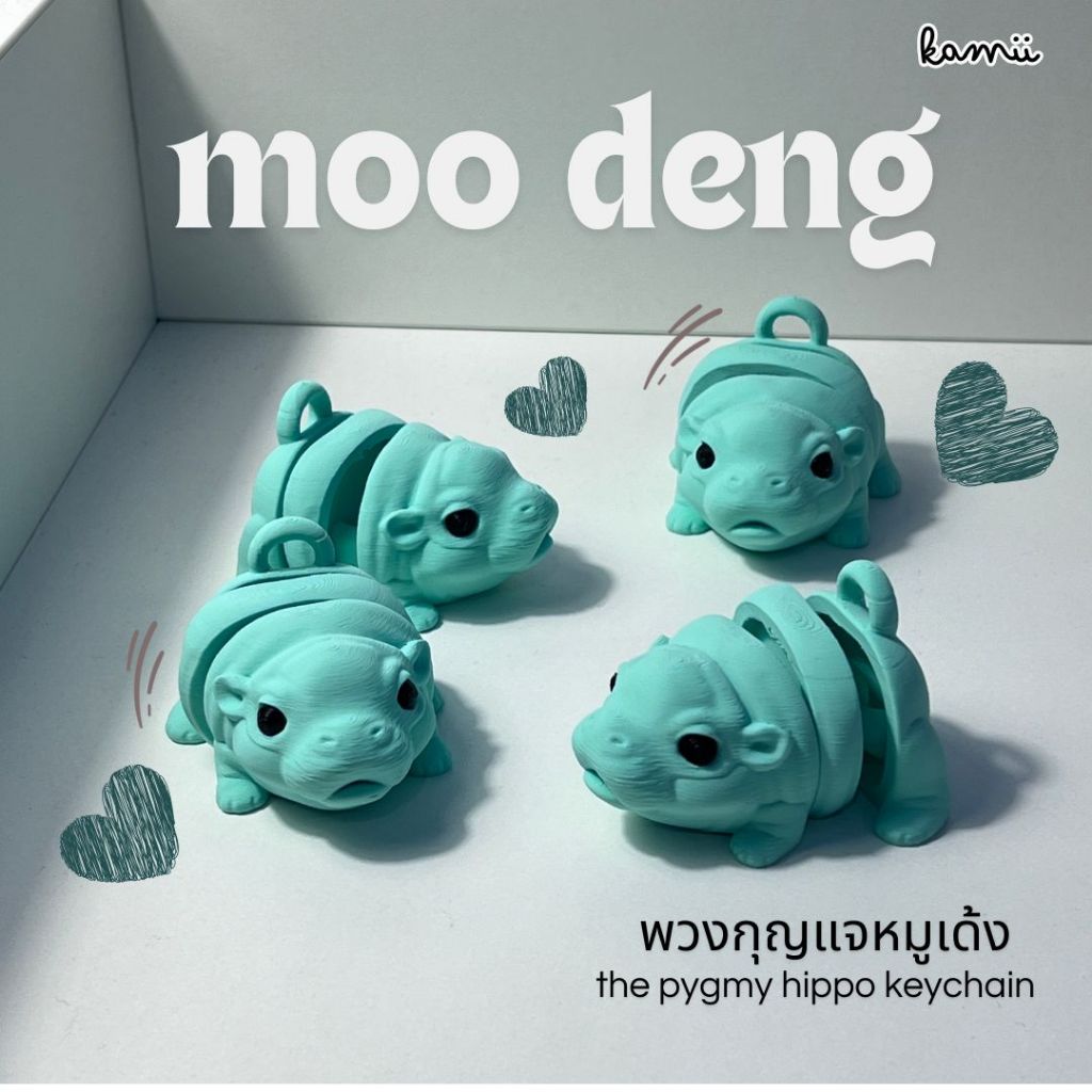 Moo-deng Moo deng : The Pygmy hippo Keychain พวงกุญแจ Sticker หมูเด้ง ...