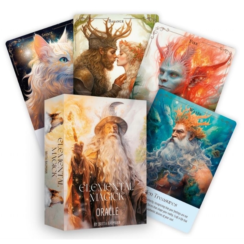Elemental Magick Oracle ไพ่ออราเคิลแท้ขอบทองกลิตเตอร์ ไพ่ยิปซี ไพ่ทาโร่ ...