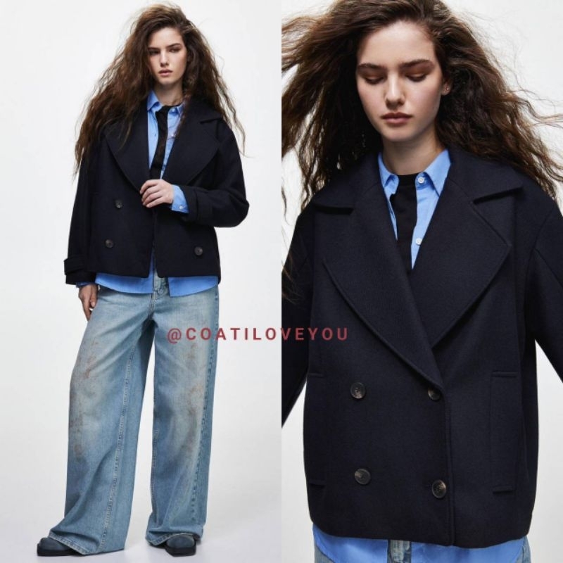 PULL&BEAR DOUBLE BREASTED WOOL JACKET | Shopee Thailand