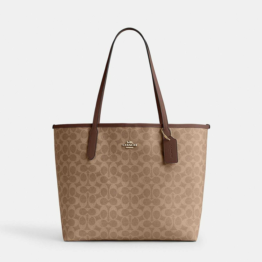 Coach CV976 City Tote Bag In Signature Canvas (IMXHE) กระเป๋าสะพาย ...
