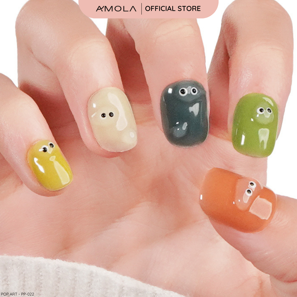 PP-022 AMOLA Pop Art - เล็บแปะสำเร็จรูป Handmade 100% แถมฟรีเซ็ทติดเล็บ ...