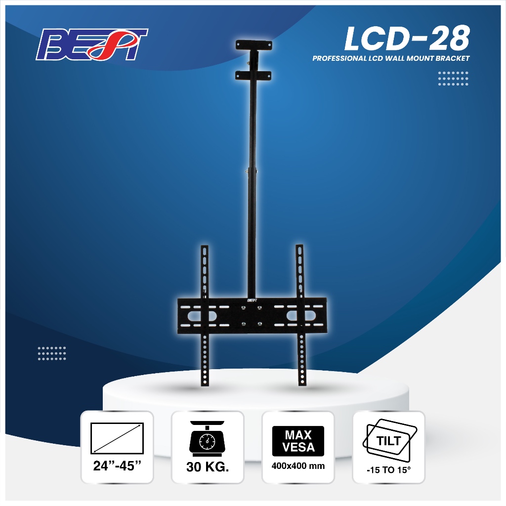 BEST LCD-28 ขาแขวนทีวีติดเพดาน 24-45 นิ้ว ปรับมุมก้ม-เงยได้ | Shopee ...