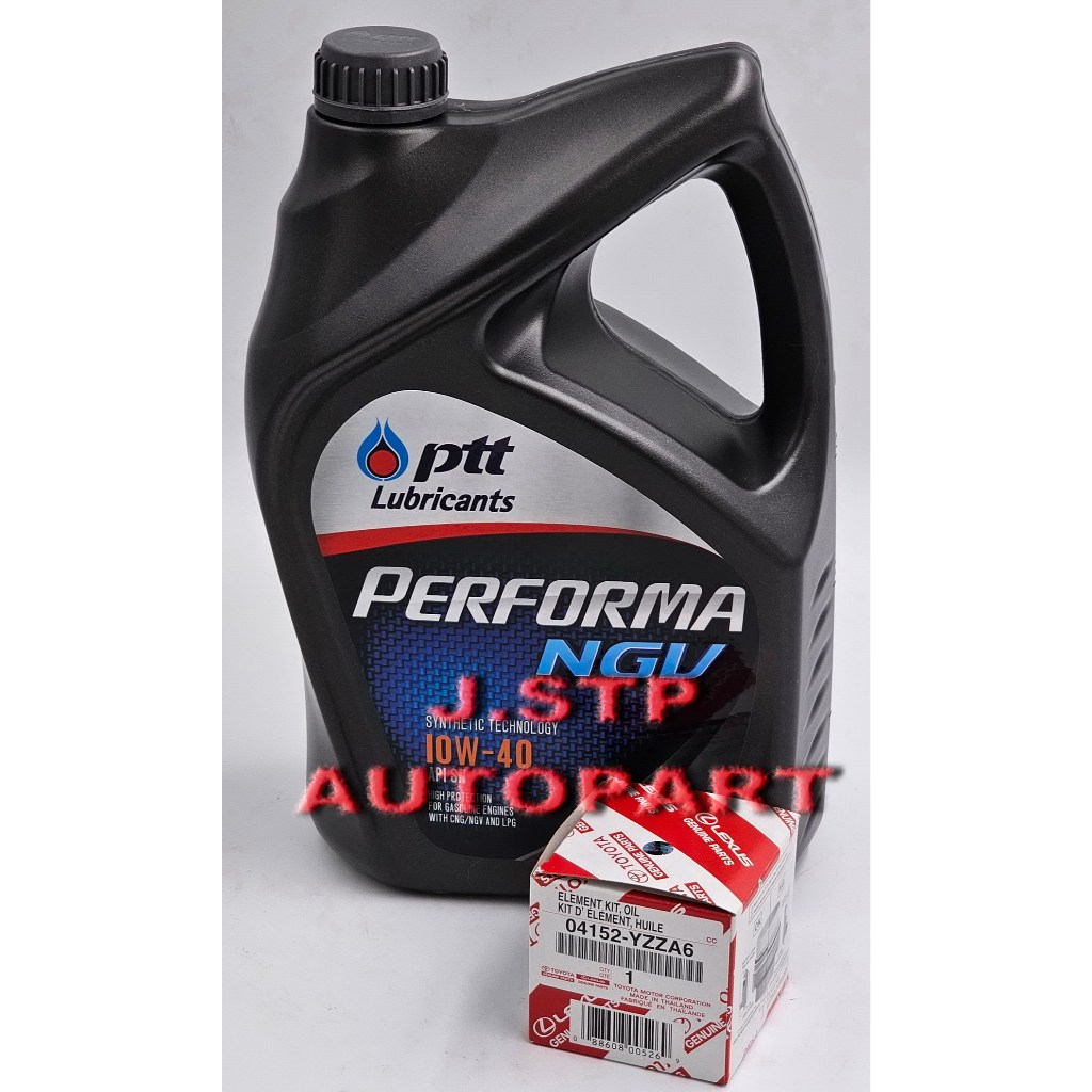 PTT Performa NGV 10W40 สำหรับเครื่องยนต์ติดแก้ส ขนาด 4 ลิตร+กรองเครื่อง TOYOTA ลูกกระดาษ แท้เบิก ...