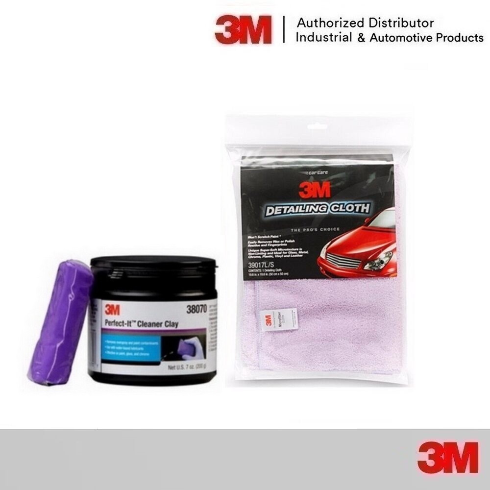 3M Premium ชุดดินน้ำมันทำความสะอาด Clay 38070 ผ้าไมโครไฟเบอร์ 39017 ...