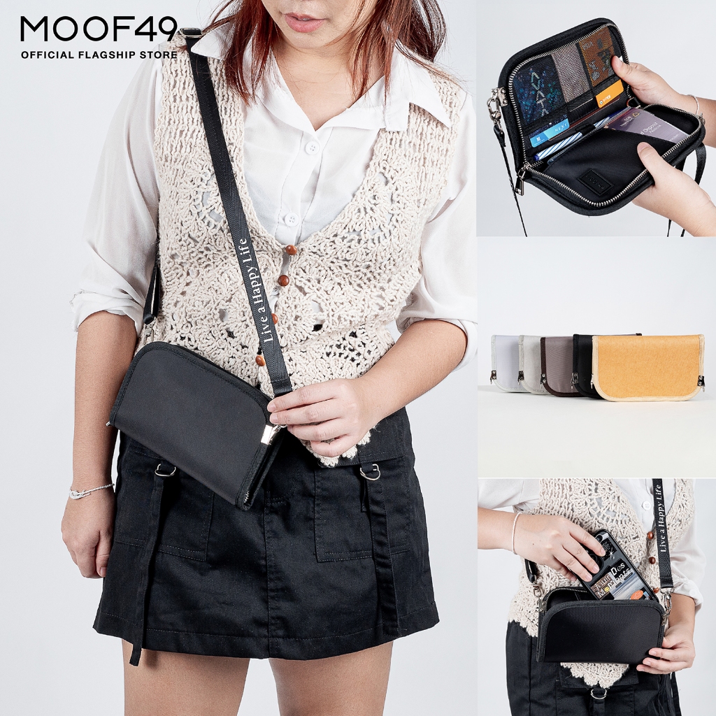 MOOF49 กระเป๋าใส่พาสปอร์ต Passport Wallet Bag L กระเป๋าสตางค์เอนกประสงค์ ขนาด L สายสะพาย สกรีน ...