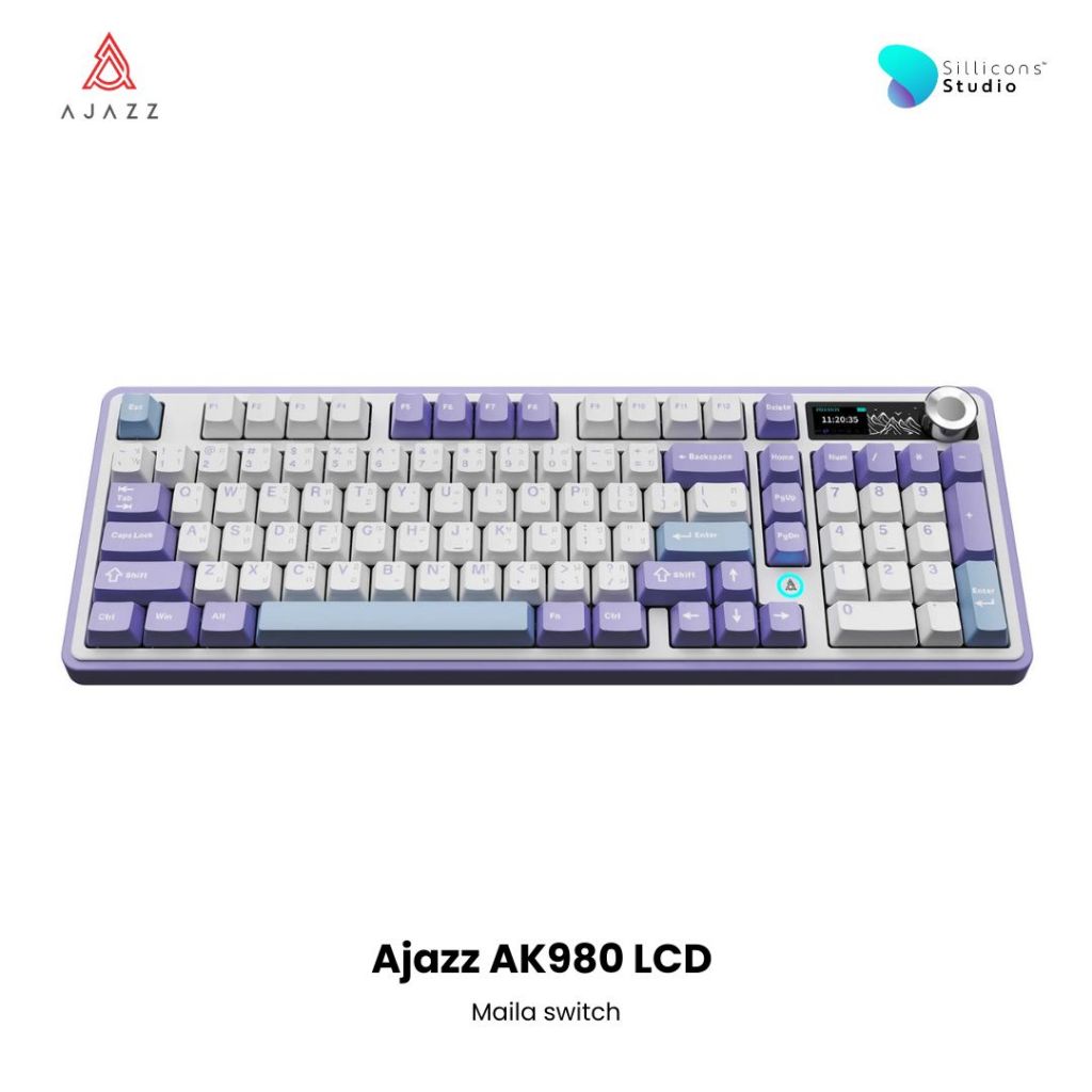 [ของแท้] คีย์บอร์ดไร้สายคีย์ไทย Ajazz AK980 LCD Maila Switch (Linear ...