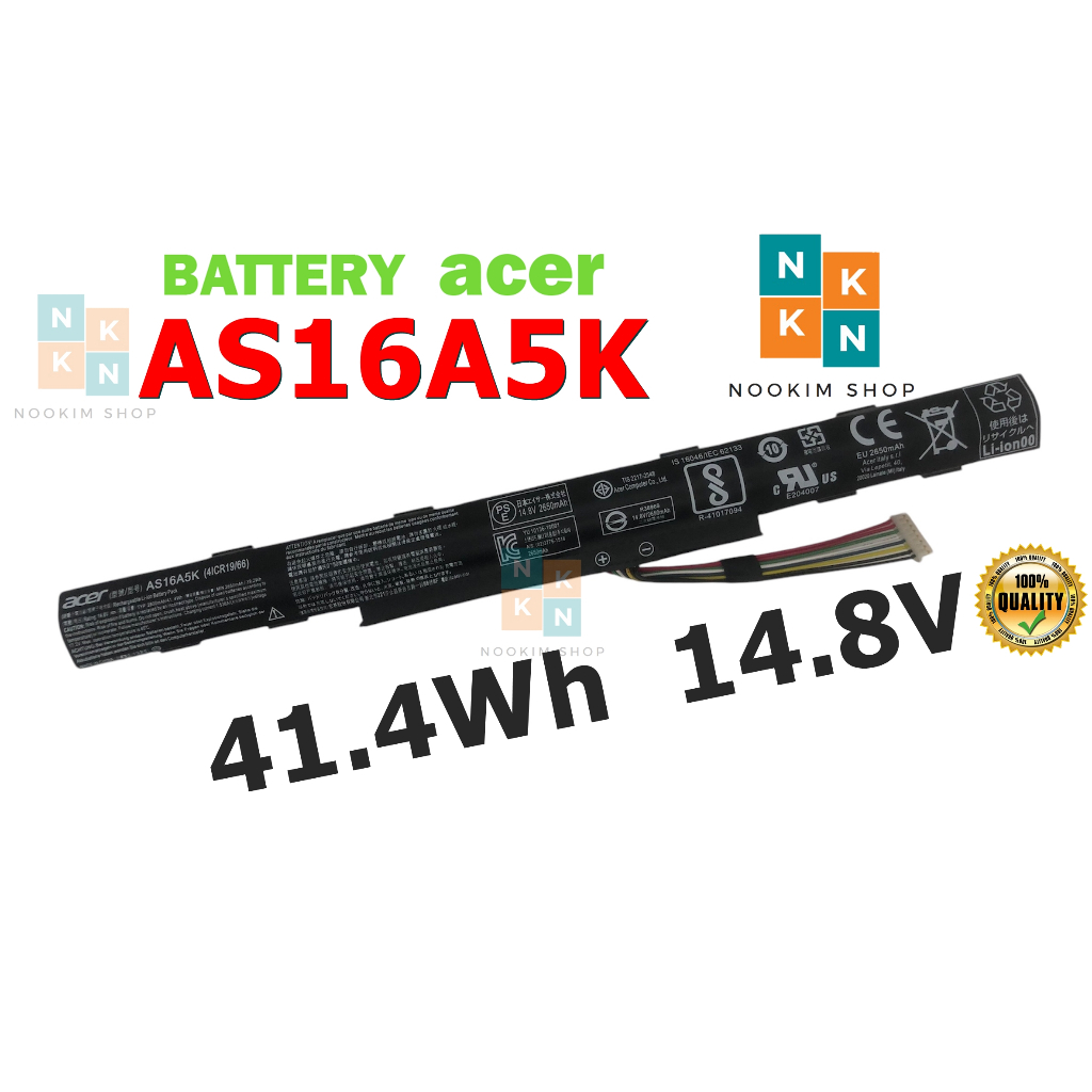 ACER แบตเตอรี่ AS16A5K ของแท้ (สำหรับ AS16A5K AS16A7K AS16A8K E5-575g E5-475G P249 E15 E5-475 E5 ...