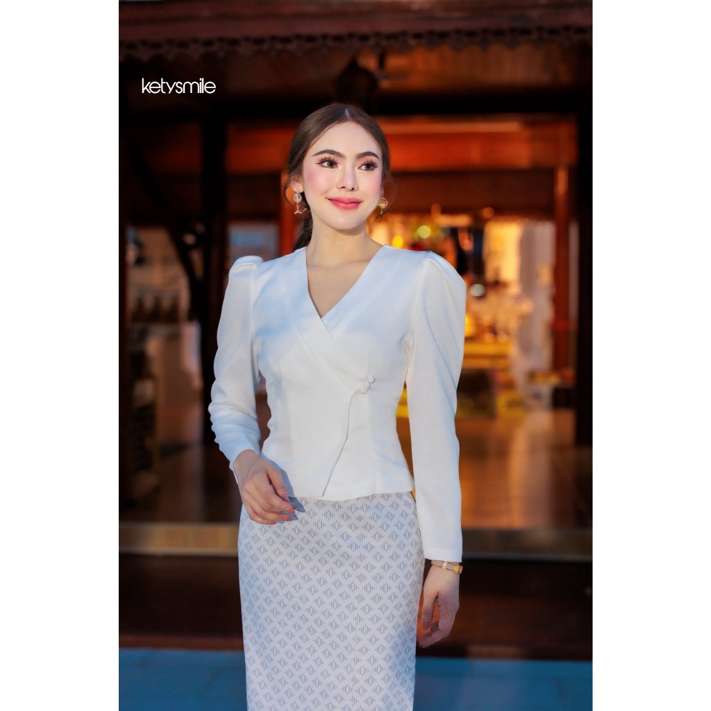 Kety Smile รวมเสื้อใส่ทำบุญผ้าไหมญี่ปุ่น อัดกาวซับในสูท แมทกับกระโปรง ผ้าถุงได้ทุกแบบสวยเก๋มาก ...