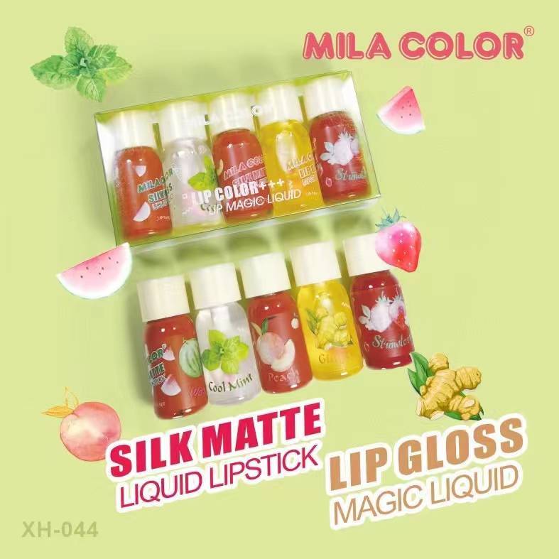 MILA COLOR 5IN1 Silky Matte Liquid LipGloss เซตลิปสติกลิปออยล์ สีเด่น ...