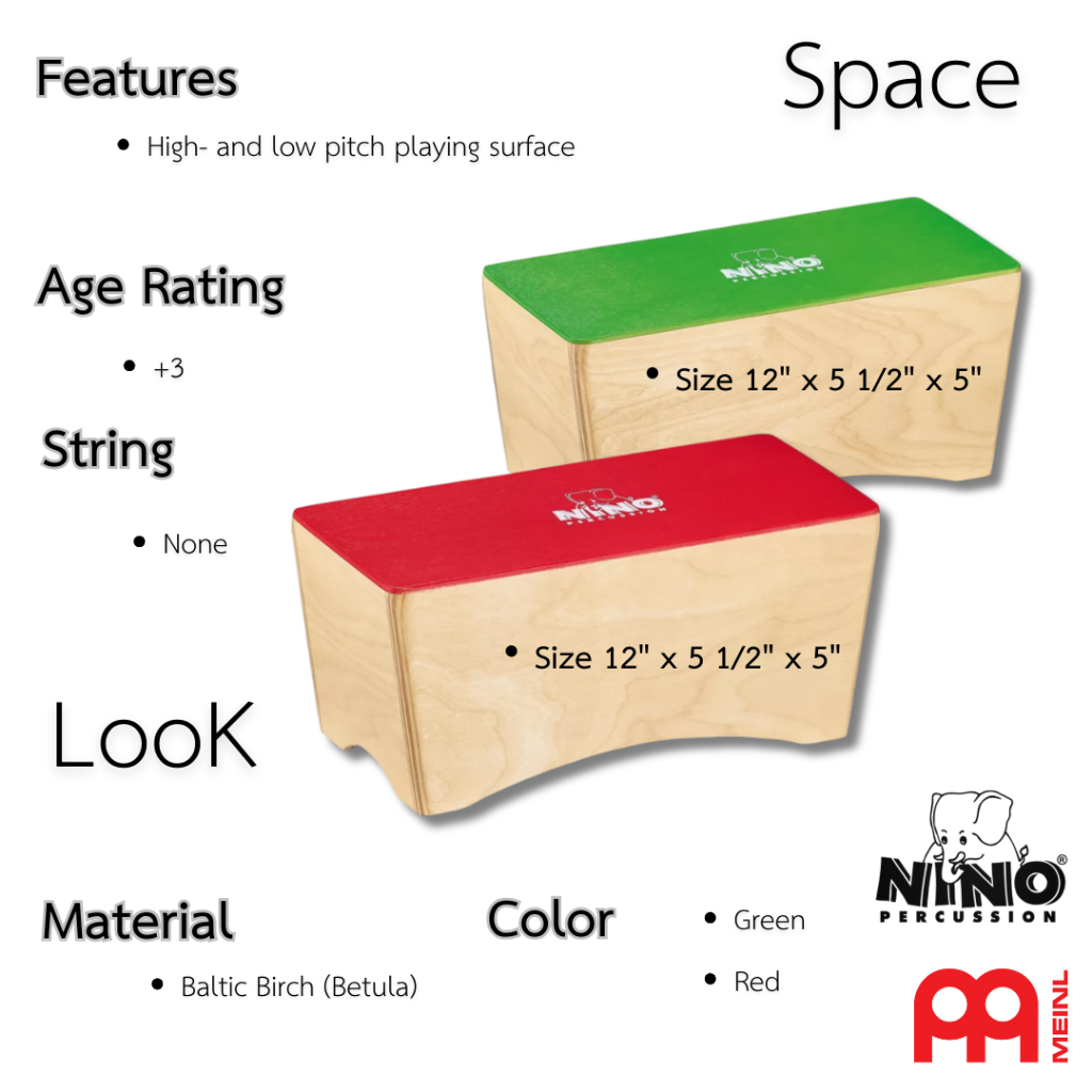 กลอง Bongo Cajon Meinl NINO series รุ่น NINO931 มี2สี Green & Red ...