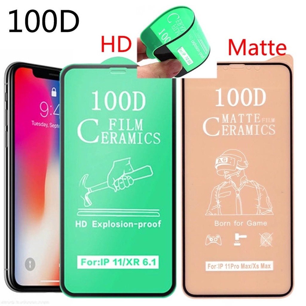 100D ฟิล์มเซรามิก แบบด้าน/ใส ตกไม่แตก บิดได้งอได้ สำหรับ 15 15 Pro 14 Pro Max 13 12 Pro 11 Pro ...