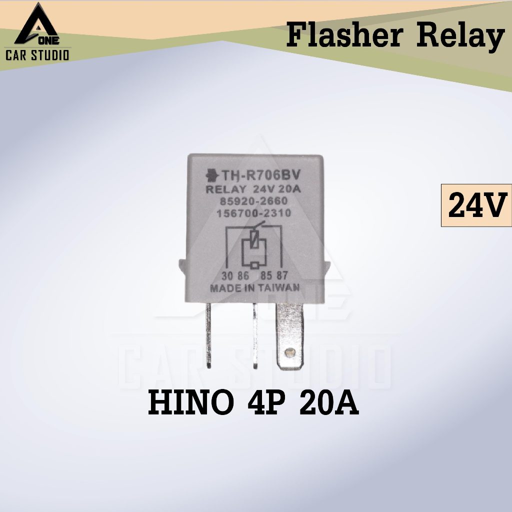 Relay HINO 24V 4P 20A ควบคุมแปลงไฟในระบบไฟรถ ไฟหน้า ไฟท้าย ไฟที่ติด ...