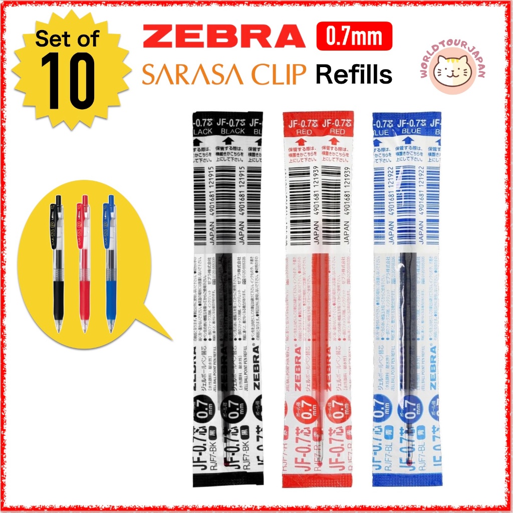 ZEBRA / Refills for SARASA CLIP Gel Ink Ballpoint Pen / Set of 10 / Line Weight 0.7mm [ DIRECT ...