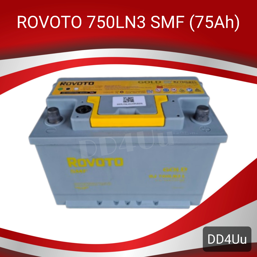 แบตเตอรี่ ROVOTO 750LN3 SMF (LN3) DIN 75แอมป์ แบตแห้ง แบตขั้วจม โรโวโต้ | Shopee Thailand