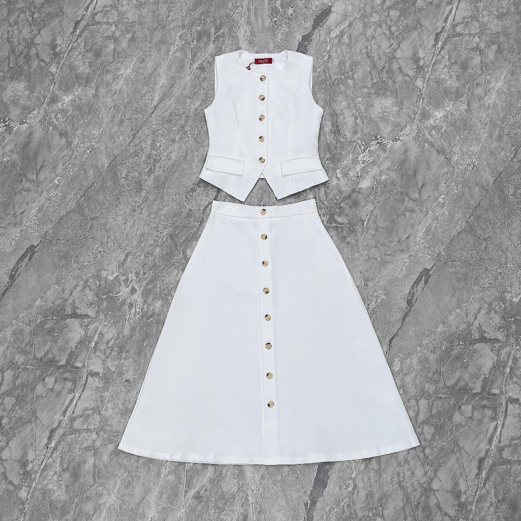 K661 BELLITA BRAND ชุดเซ็ท 2 ชิ้น เสื้อกั๊ก กระโปรงยาว ชุดทำงาน ชุดเที่ยว ชุดคาเฟ่ | Shopee Thailand