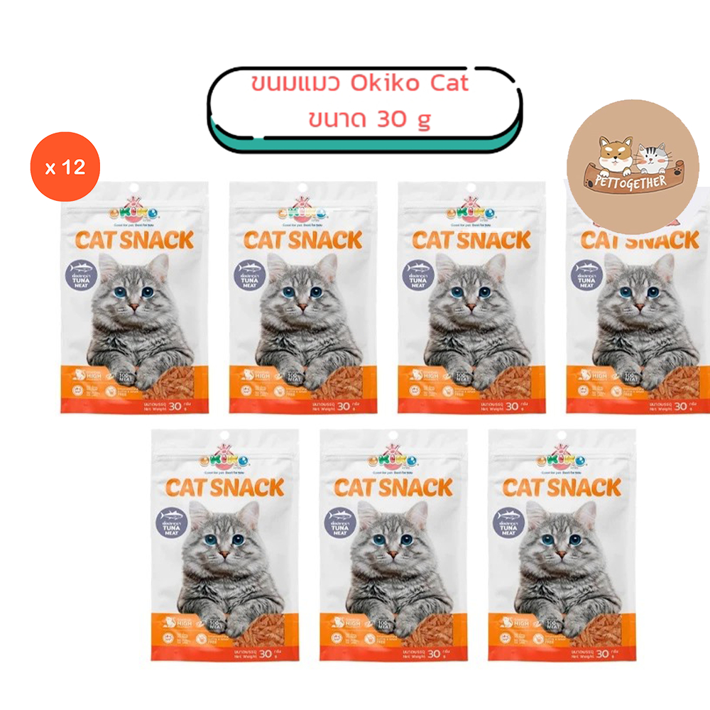(ยกโหล)ขนมแมว Okiko Cat สำหรับแมว 3 เดือนขึ้นไป ขนาด 30gX12ซอง | Shopee Thailand