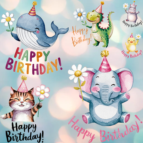 ตัวรีดติดเสื้อ (F.304 ) การ์ตูน Happy Birthday รีดติดง่ายทุกเนื้อผ้า ...