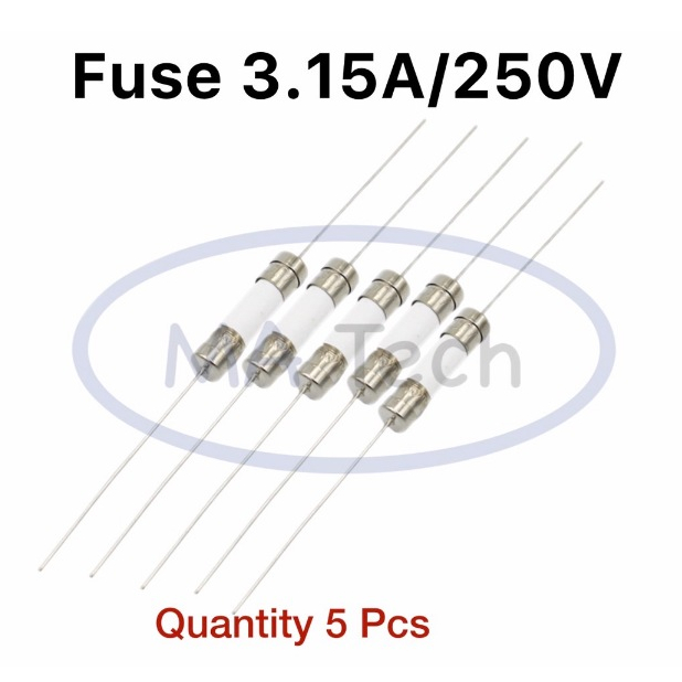Fuse 3.15A250V ฟิวส์ 3.15A250V ฟิวส์เซรามิก 3.15A/250V Fuse Ceramic 3.15A ฟิวส์หางหนู 1 ชุด มี ...