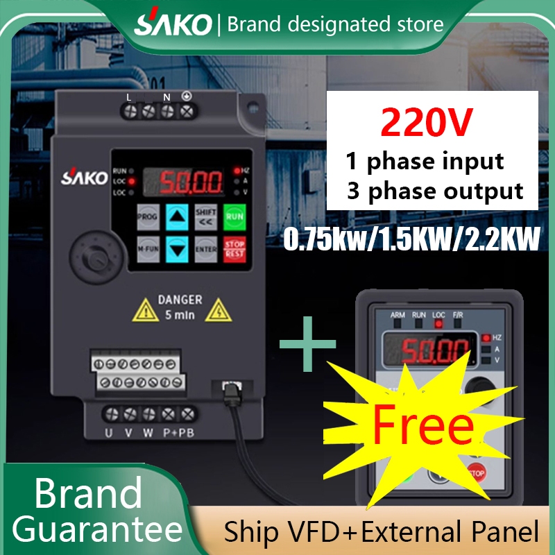 【Free Panel】SKI780 Mini VFD อินเวอร์เตอร์แปลงความถี่ตัวแปลงสําหรับมอเตอร์ 0.75/1.5/2.2Kw SAKO ...