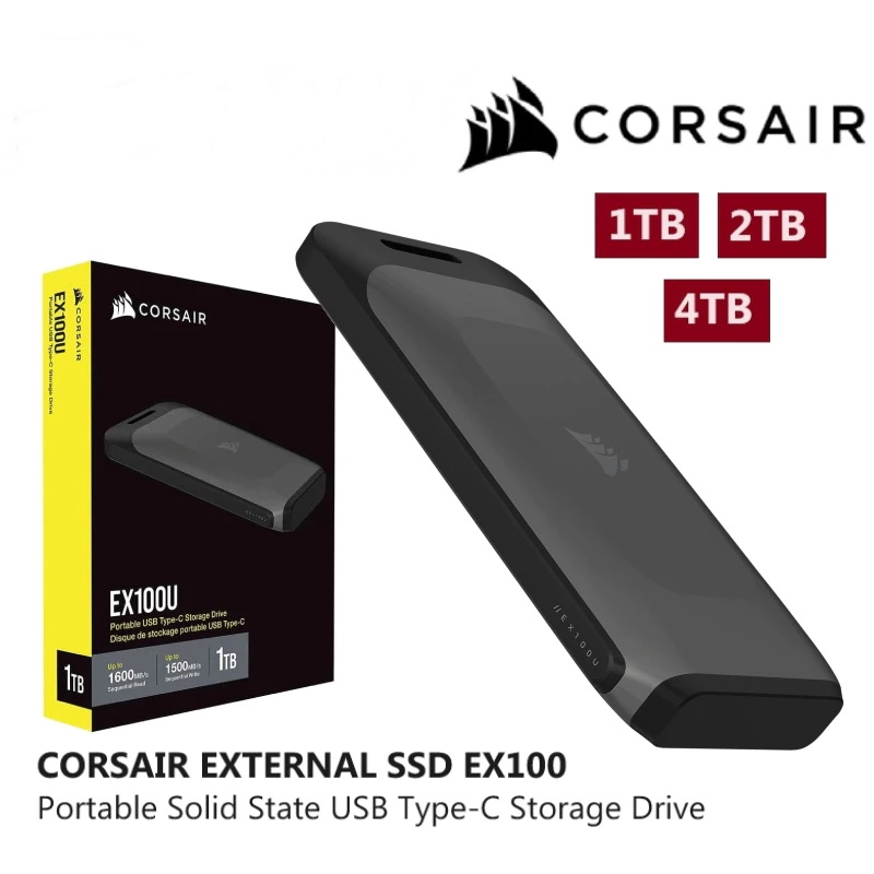 1TB CORSAIR EX100U Portable Solid State USB Type-C Storage Drive (CSSD ...