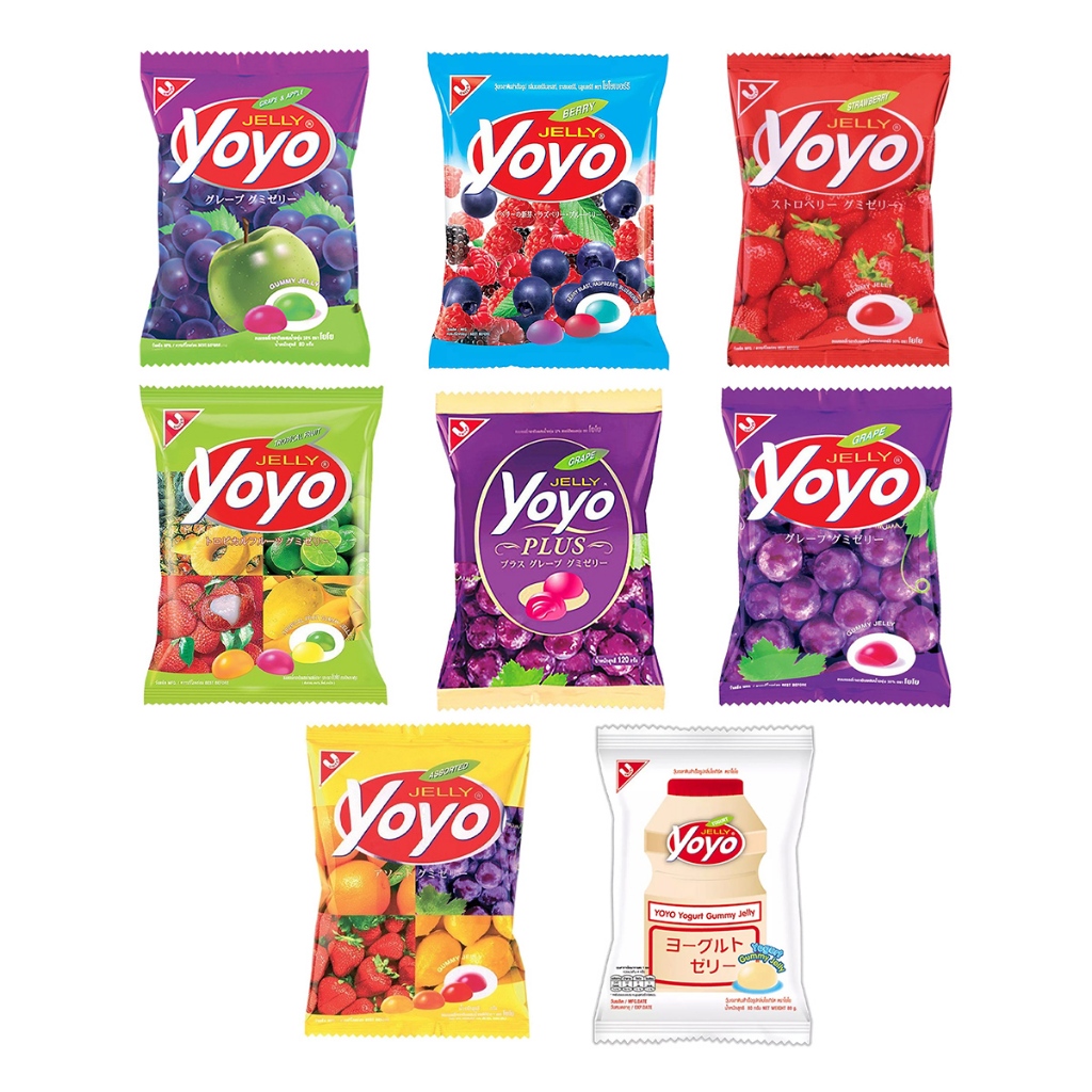 YOYO Gummy Jelly โยโย่ เยลลี่ รวมรสผลไม้ องุ่น สตรอว์เบอร์รี โยเกิร์ต ...