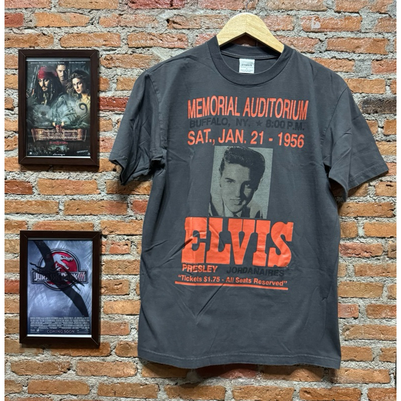 เสื้อยืดวินเทจมือสอง งานที่ระลึกครบรอบเอลวิส ELVIS สีเทาดำ ขนาดไซส์ M ...