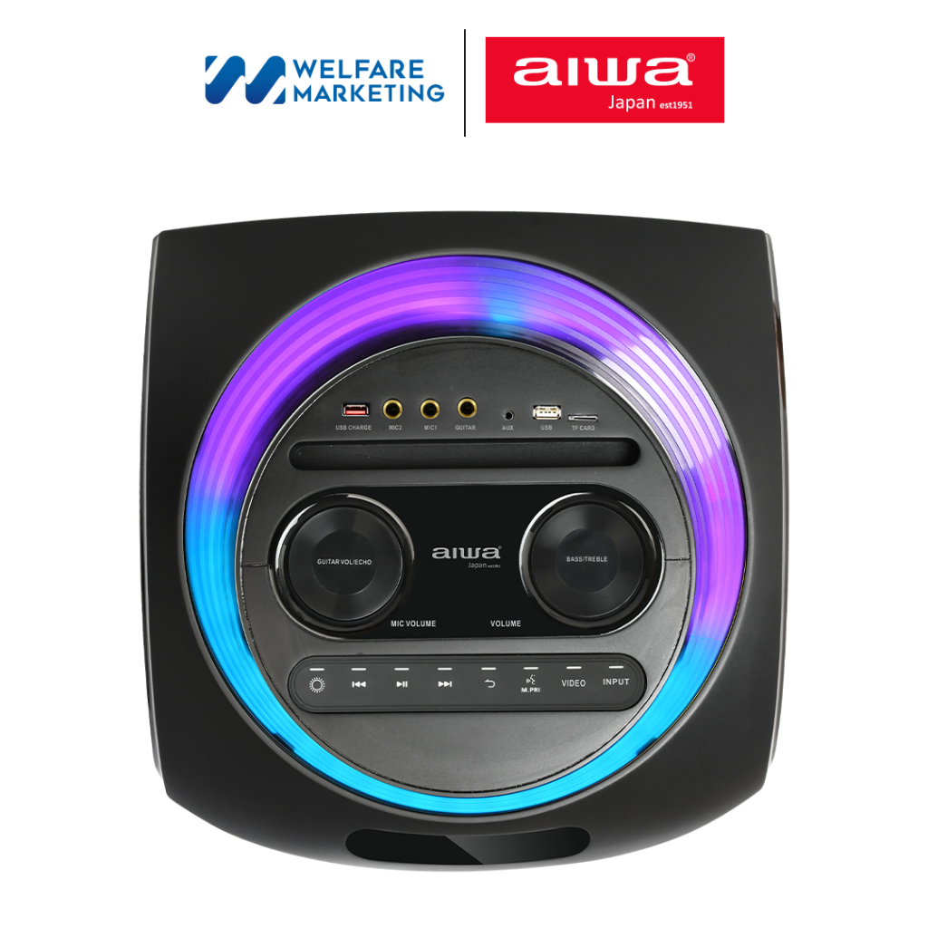 [ผ่อน 0%] AIWA AW-X2123 DUAL PRO Party Speaker ลำโพงบลูทูธปาร์ตี้ | Shopee Thailand
