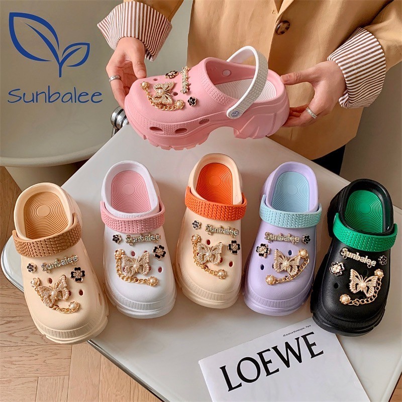 รองเท้าหัวโตผู้หญิง สูง 7 ซม. รองเท้าแตะรัดส้น แถมตัวติด งานEVA แข็งแรง ...