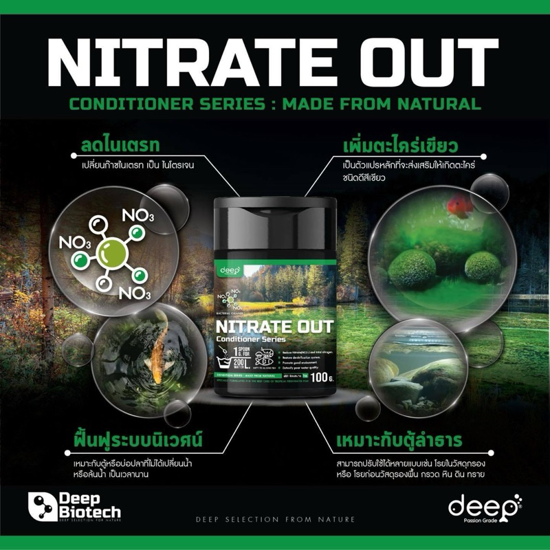 NITRATE OUT 100 g. by Deep biotech กำจัดไนเตรท และเปลี่ยนรูปให้เป็นไนโตรเจน | Shopee Thailand
