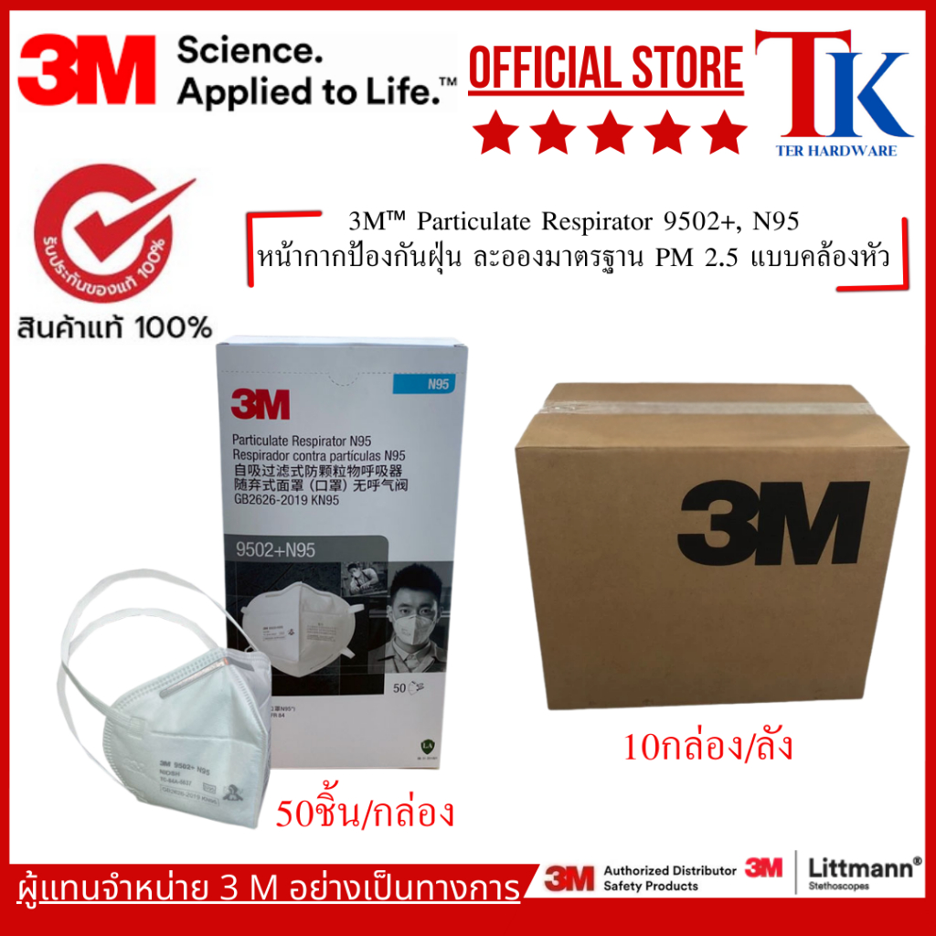 3M™ Particulate Respirator 3M 9502+ N95 หน้ากากป้องกันฝุ่น PM2.5 และละอองมาตรฐาน (รุ่นใหม่ ...