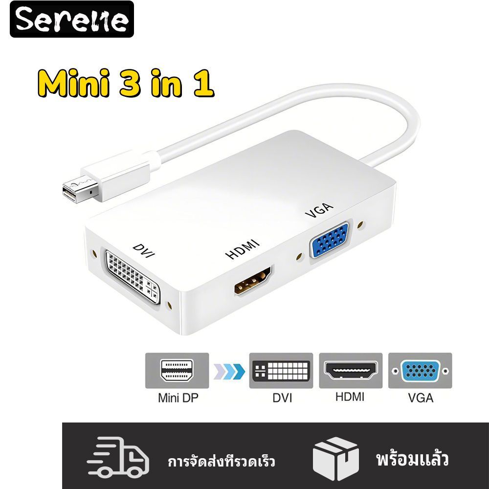 COD Mini 3 in 1 Mini Display Port (DP) to VGA / HDMI / DVI สายแปลง ...