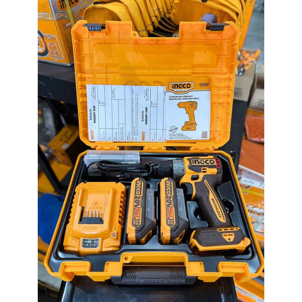 (ถูกสุด) INGCO สว่านไร้สาย รุ่น CDLI20602 20V ครบชุด(พร้อมแบต2Ah.2ก้อน ...