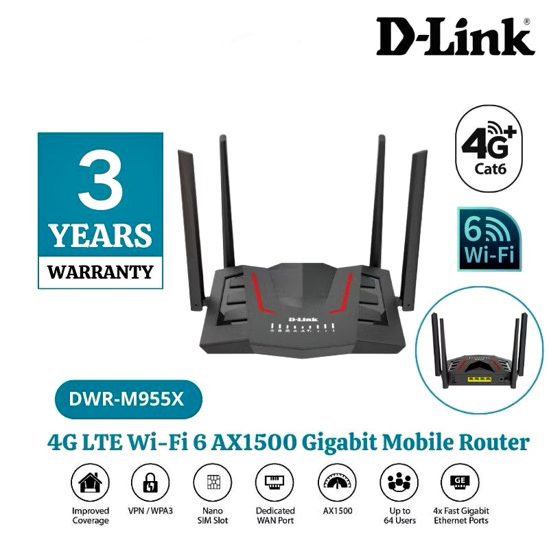 ⚡️เร้าเตอร์ใส่ซิม⚡️4G Router D-LINK (DWR-M955X) 4G LTE Wi-Fi 6 AX1500 ...