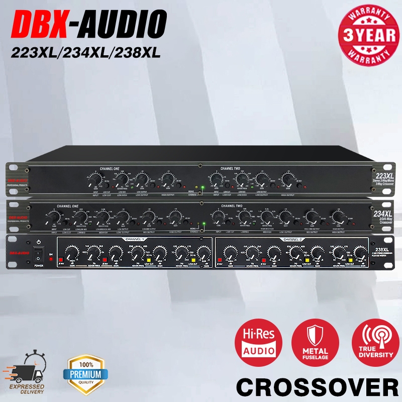 ตัวแบ่งความถี่ DBX-AUDIO 234XL/238XL/386XL/236XL, 2 ช่องอินพุตและตัวแบ่งช่องสัญญาณเอาต์พุต 4 ...