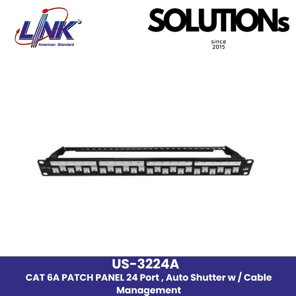US-3224A CAT 6A PATCH PANEL 24 Port , Auto Shutter w / Cable Management | Shopee Thailand