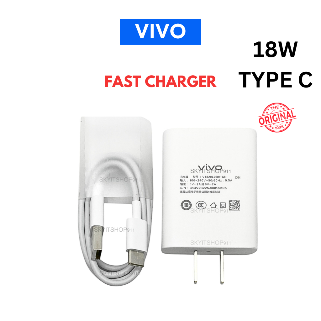 ชุดชาร์จ หัวชาร์จสายชาร์จ แท้ Vivo Type c 18W Y30 Y50 Y51 Y20s Y21s Y51A Y53s V20 V20 Pro V21 ...