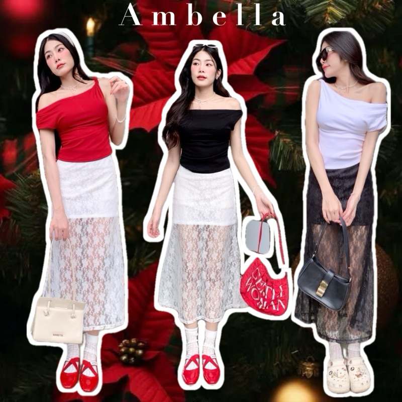 Ambella • เสื้อปาดไหล่สุดชิค แบบเบี่ยง สวยเซ็กซี่ แมทซ์กับกระโปรงลูกไม้ สวยมาก | Shopee Thailand