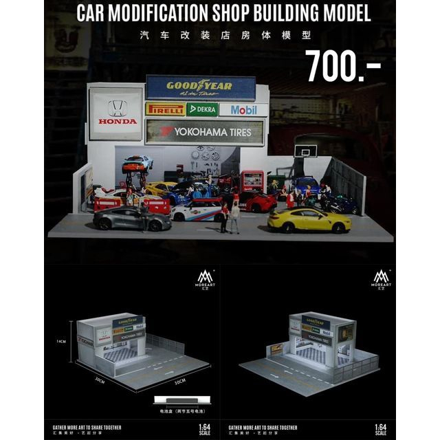 MoreArt 1/64 Lighting scene model Car Modification Shop LOT SCENE ...