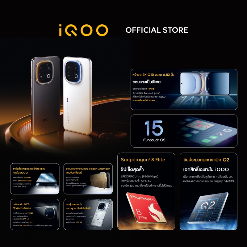 iQOO 13 (12+256GB, 16+512GB) ไอคูล Snapdragon® 8 Elite+Chip Q2 | 6150mAh+120w | 2K 144Hz Ultra ...
