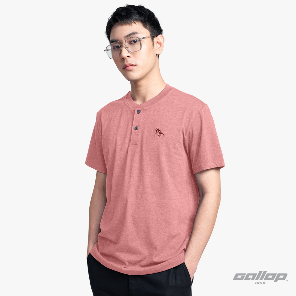 GALLOP : เสื้อยืดคอกระดุม T-SHIRT (Henley neck) รุ่น GT9151 สี Deep ...