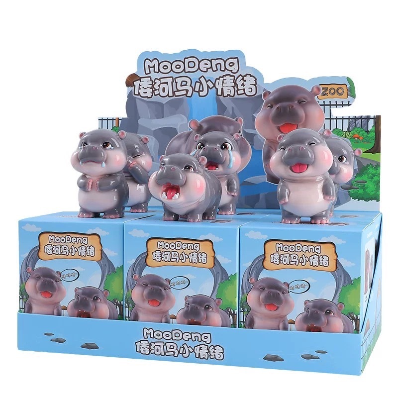 {พร้อมส่ง ยก BOX 6 จุ่ม} กล่องสุ่ม-ฟ้า หมูเด้ง Moodeng แบบตั้งโชว์ ...