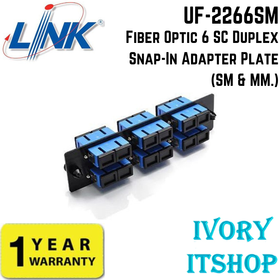 Link UF-2266SM Fiber Optic 6 SC Duplex Snap-In Adapter Plate (SM & MM ...