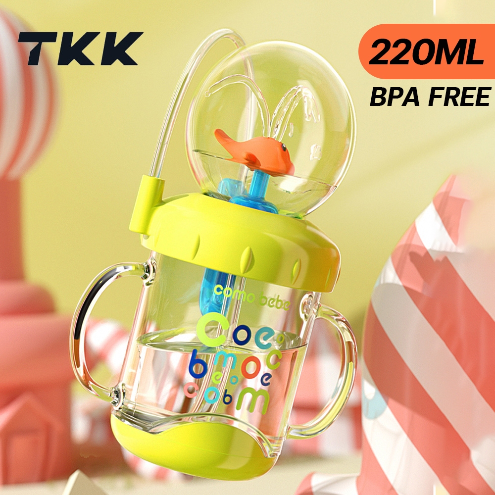 TKK ขวดน้ํา เด็ก แบบพกพา 220ml/350ml Bpa Free tritan แก้วหัดดื่ม หัดดูด สำหรับเด็ก แก้วปลาวาฬพ่น ...