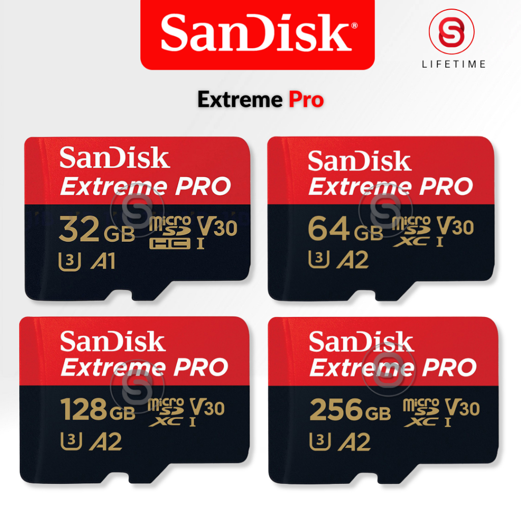 SanDisk Extreme Pro Micro SD Card SDHC 32GB SDXC 64,128,256GB R/W 200/140MB/s (SDSQXCD) Drone ...