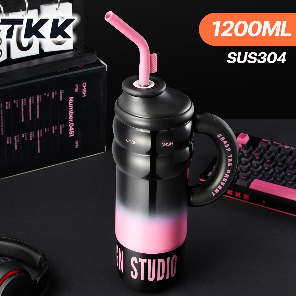 CMSH 1200ml แก้วน้ำสแตนเลส พร้อมหลอดดูด ความจุ แก้วเก็บความเย็นมีด้ามจับ ที่กรองชาใหญ่ | Shopee ...