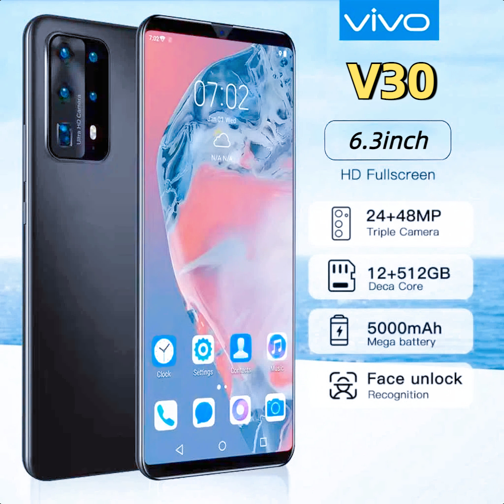 VIVO V30 สมาร์ทโฟนดั้งเดิม 6.3 นิ้วแบบเต็มหน้าจอ 24MP + 48MP กล้อง HD 5000mAh โทรศัพท์ Android ...