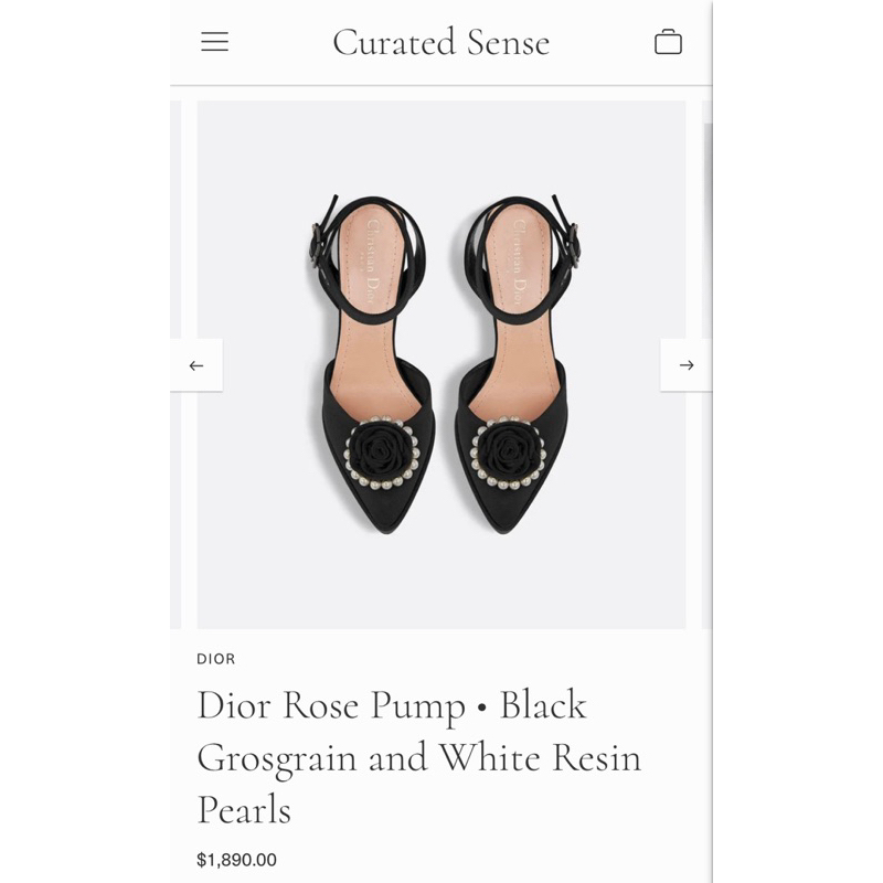 Dior ของแท้100% Rose Pump • Black Grosgrain and White Resin Pearls ...