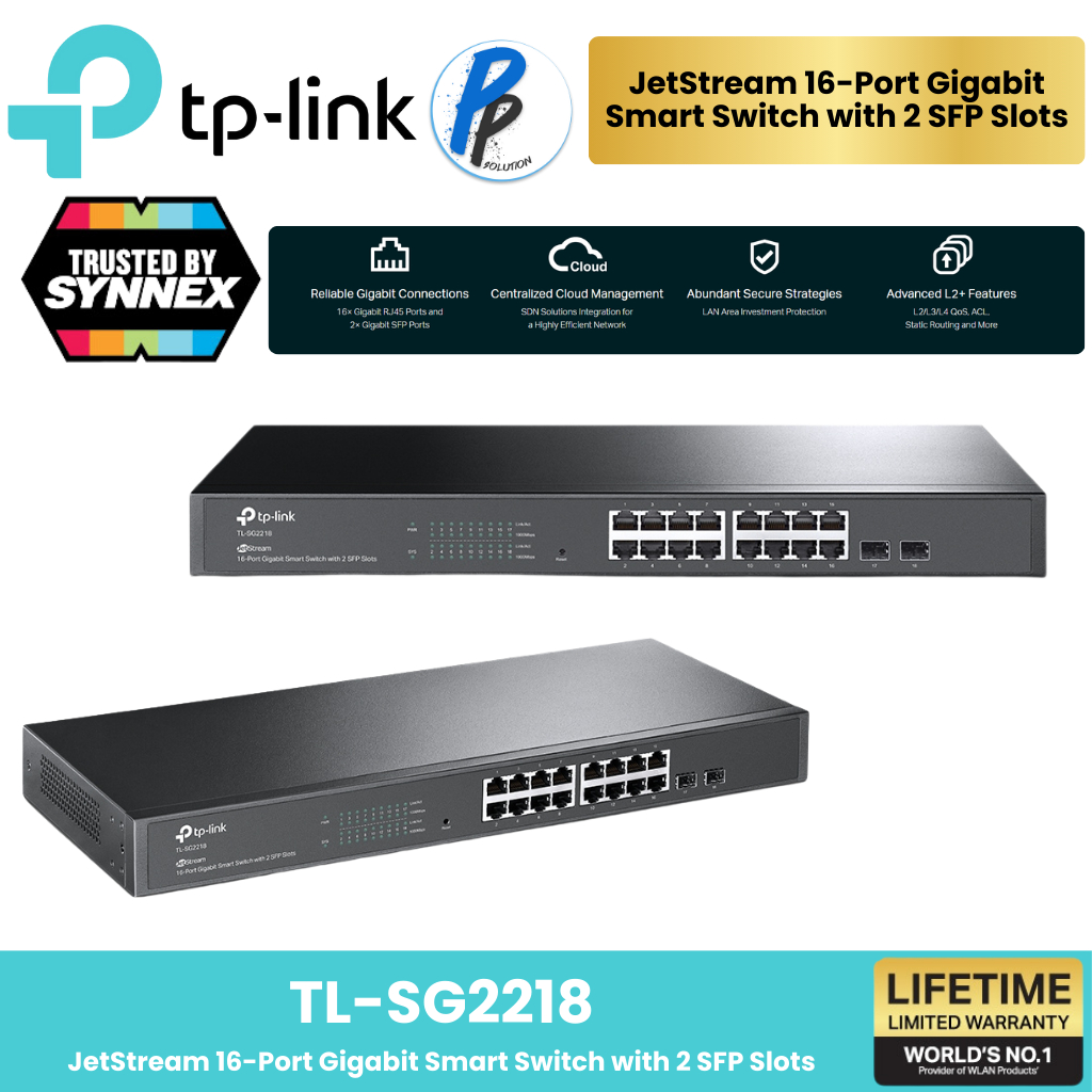 TP-LINK TL-SG2218 JetStream 16-Port Gigabit Smart Switch with 2 SFP ...